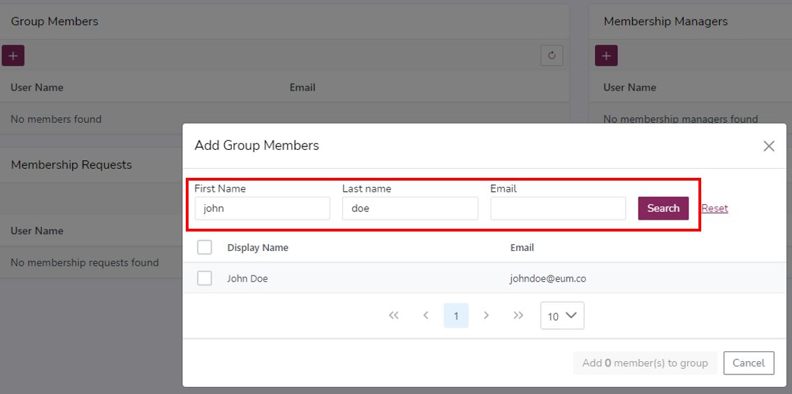 Add a User to a Group using EUM Admin – ExtranetUserManager
