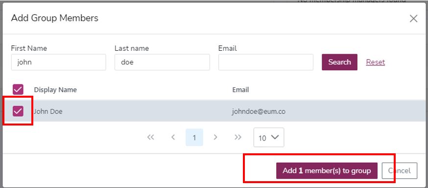 Add a User to a Group using EUM Admin – ExtranetUserManager