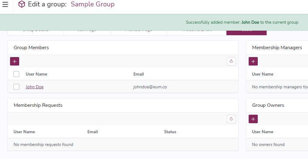 Add a User to a Group using EUM Admin – ExtranetUserManager