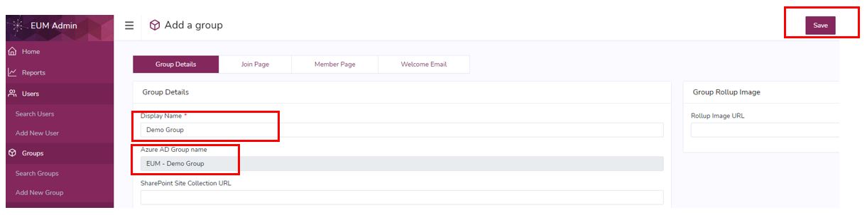 Create EUM Group in EUM V6 Admin – ExtranetUserManager
