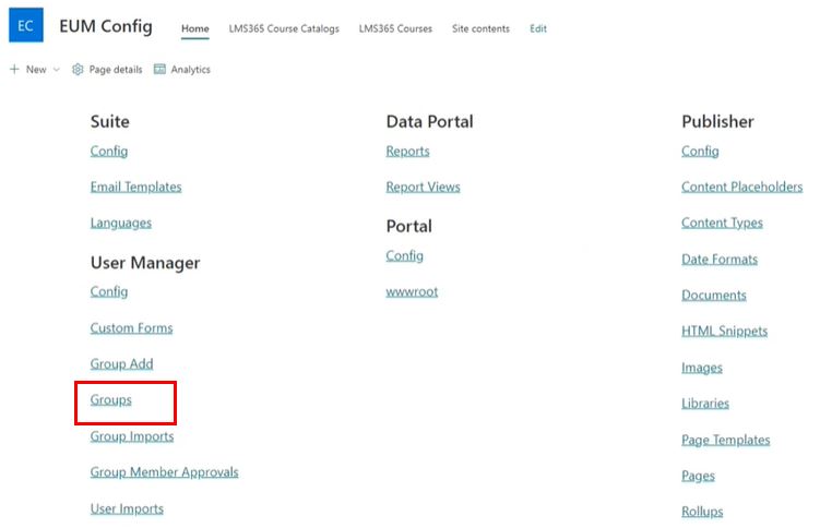 Connect EUM Group to LMS – ExtranetUserManager