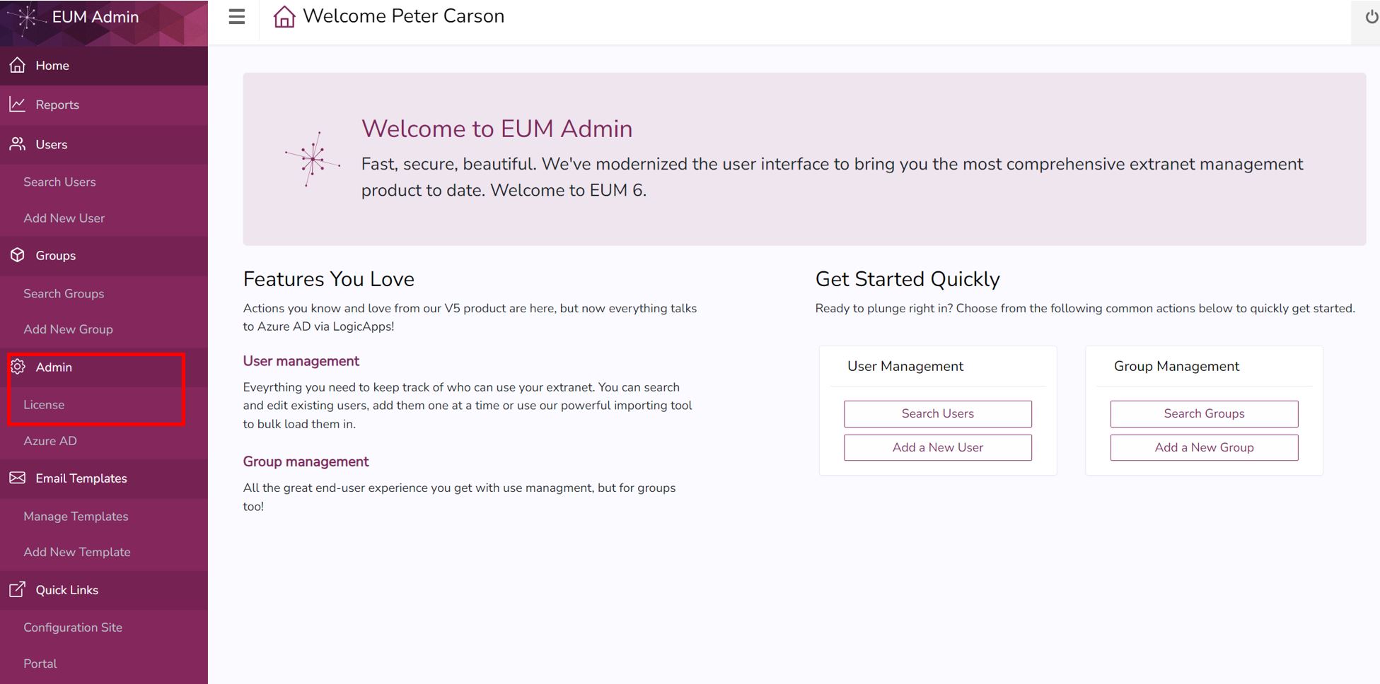 Apply an Updated EUM V6 License – ExtranetUserManager