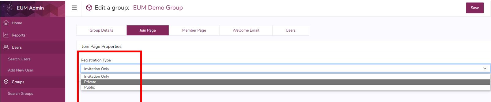 Create a Private EUM Group – ExtranetUserManager