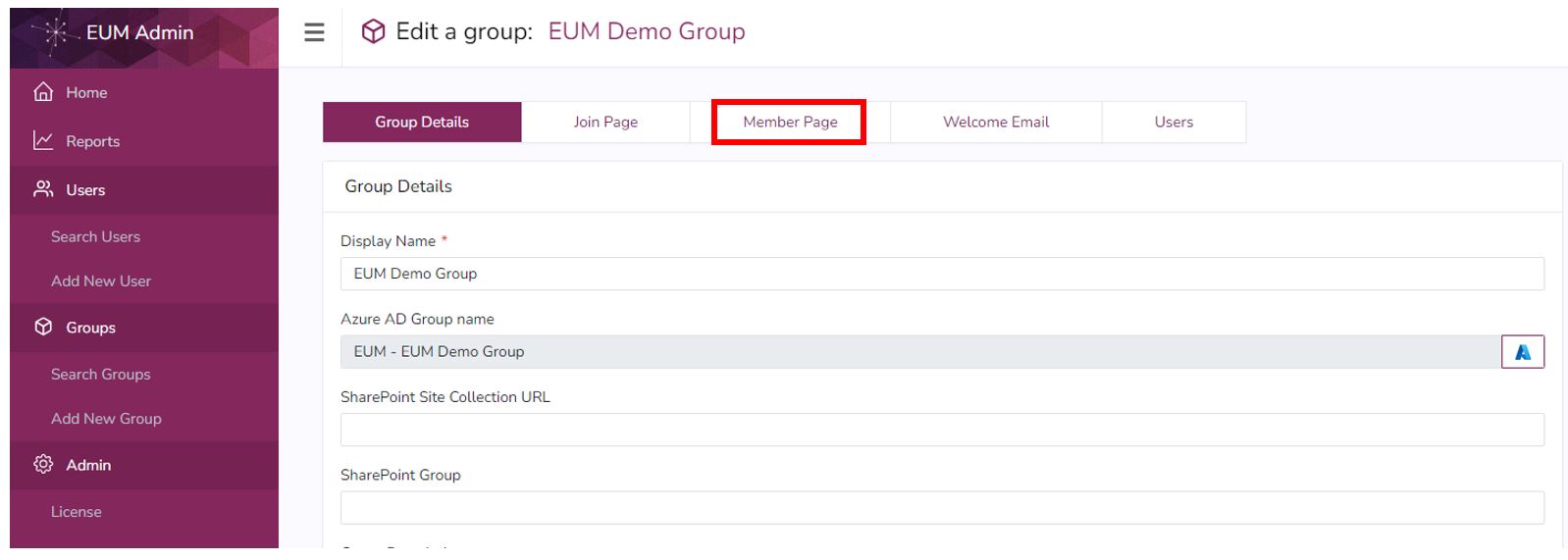 Create a Group Member Page – ExtranetUserManager
