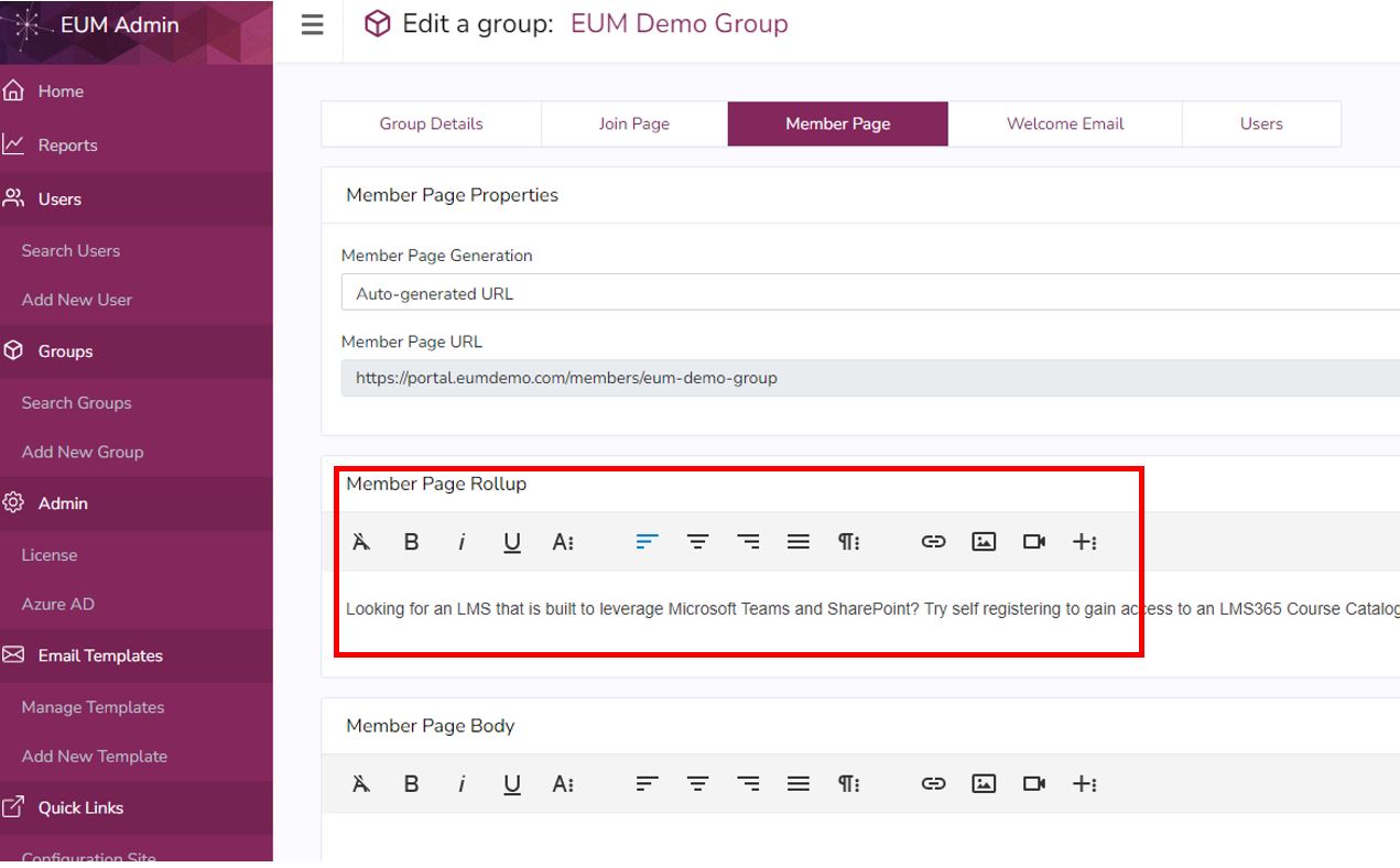 Create a Group Member Page – ExtranetUserManager