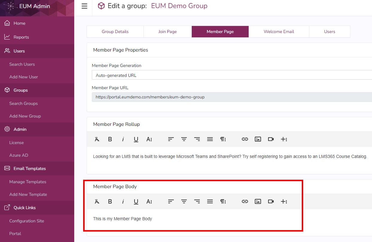 Create a Group Member Page – ExtranetUserManager