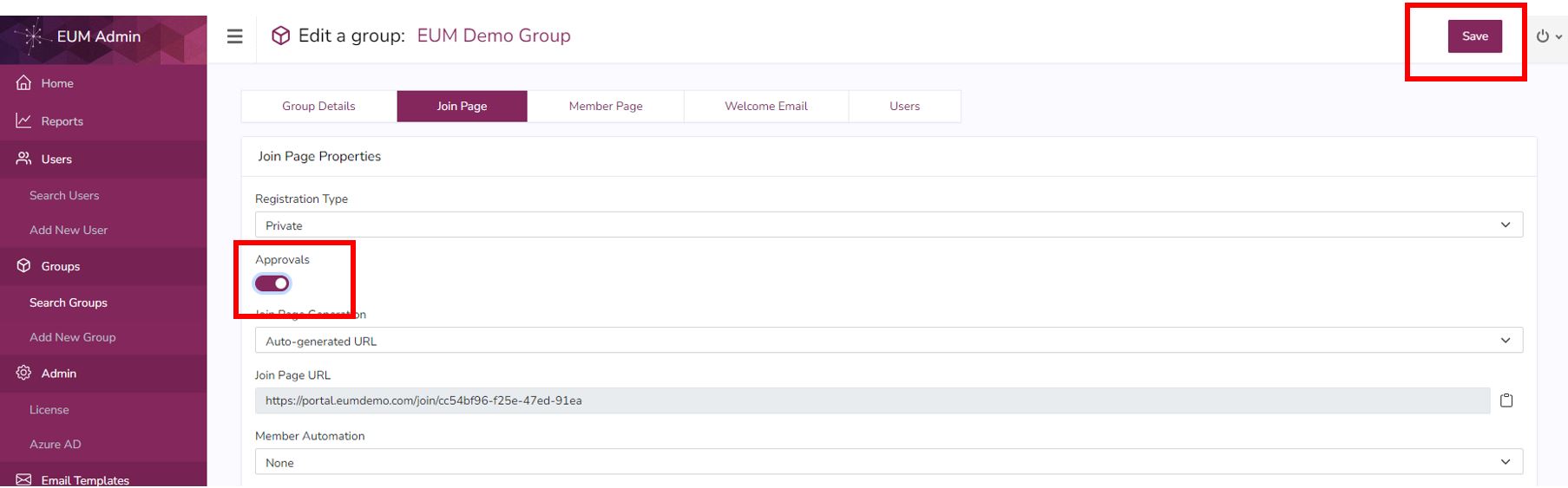 Configure EUM Group to require Approval for joining – ExtranetUserManager