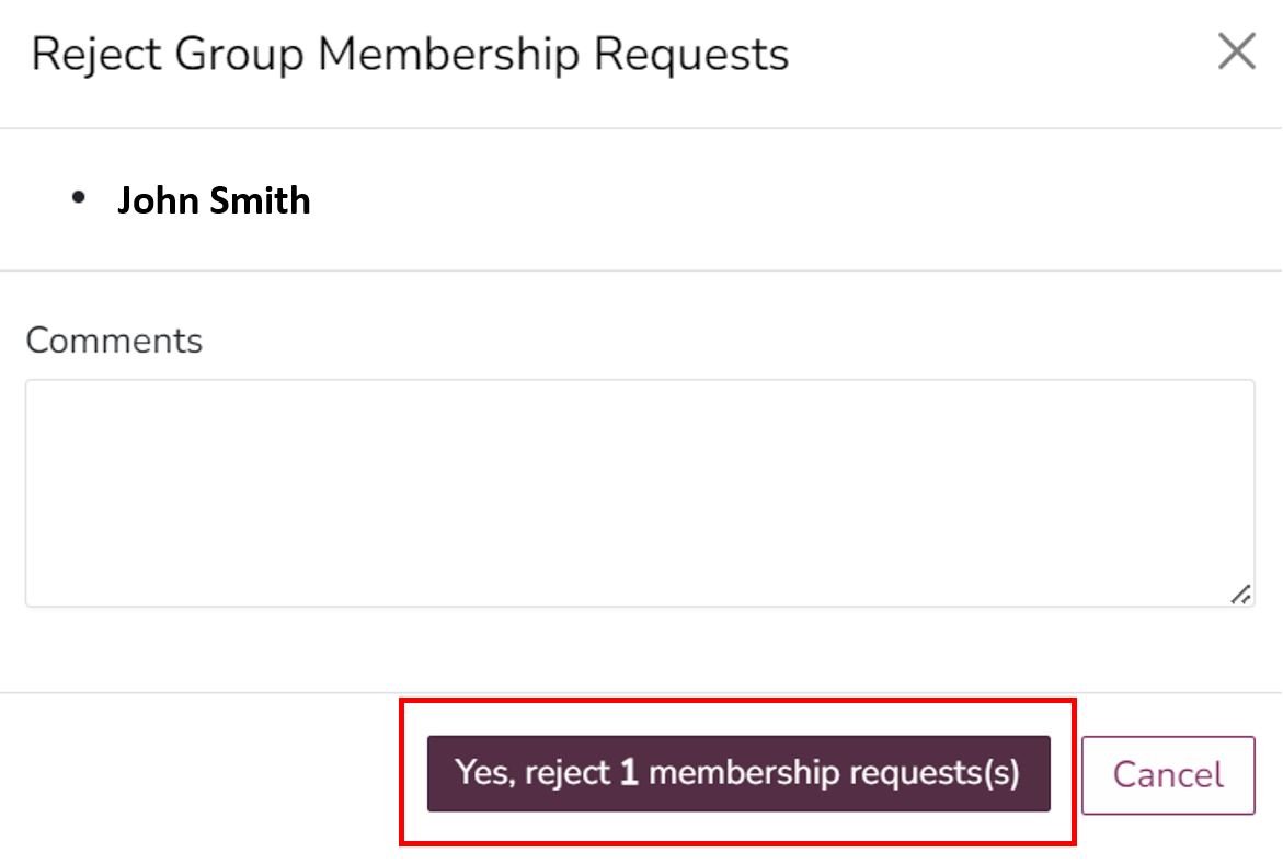 Reject Group Membership Approval Request – ExtranetUserManager