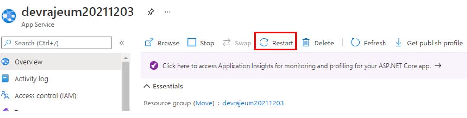 Restarting EUM App Service – ExtranetUserManager